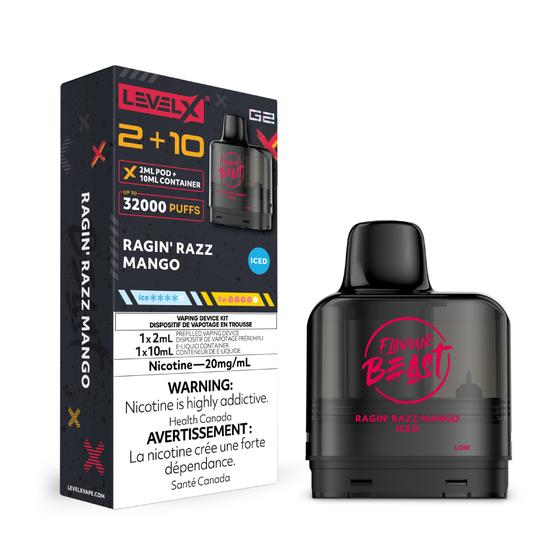 Level X G2 Flavour Beast Pod 2+10mL - Ragin' Razz Mango Iced | $24.99